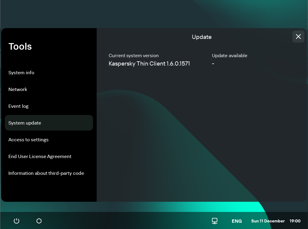 Updating Kaspersky Thin Client