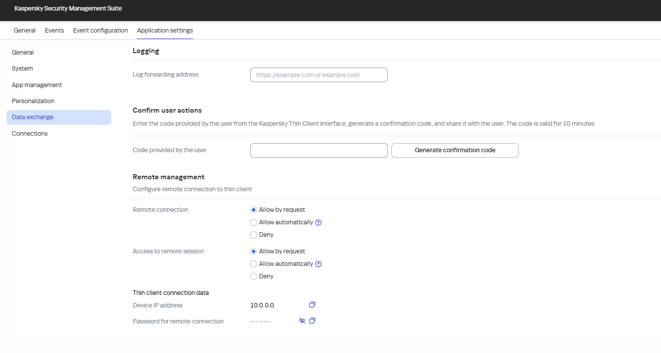 Configuring settings for remote thin client management via the Web ...