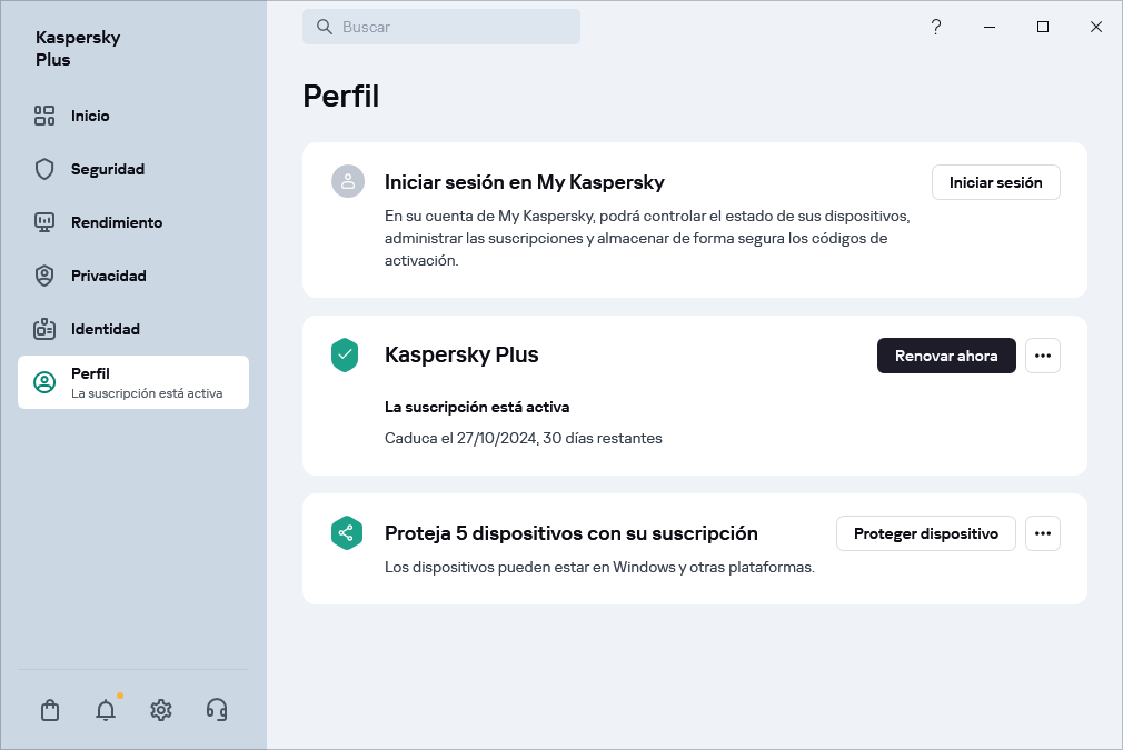 Para administrar la suscripción en su cuenta de My Kaspersky