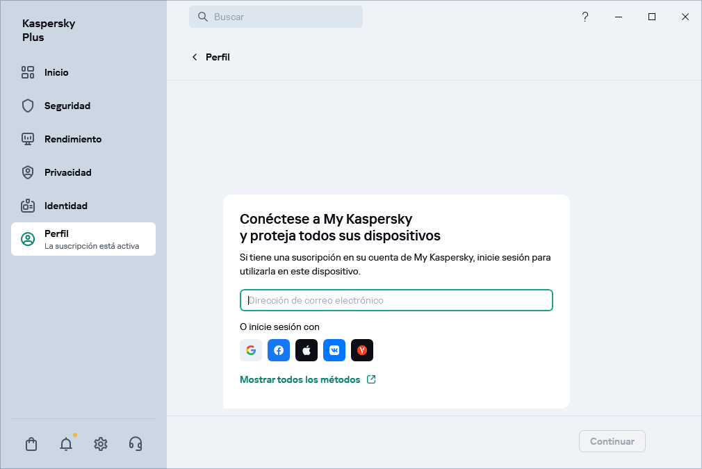 Para administrar la suscripción en su cuenta de My Kaspersky