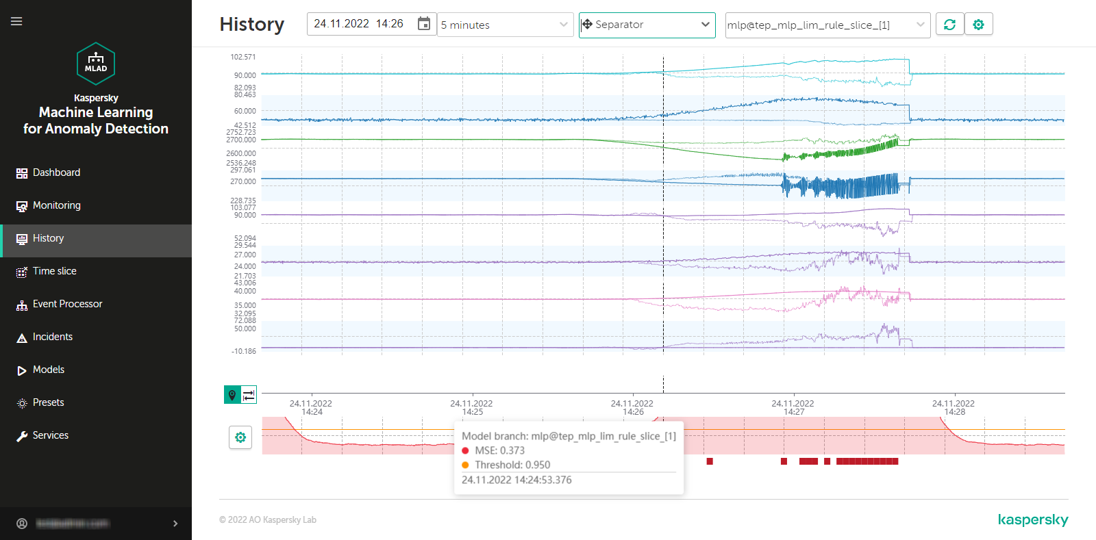 Viewing data in the History section