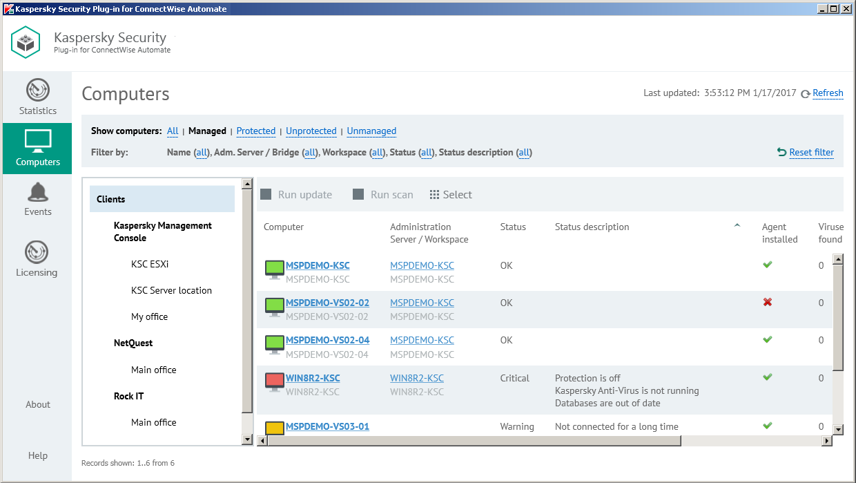 About the Computers tab