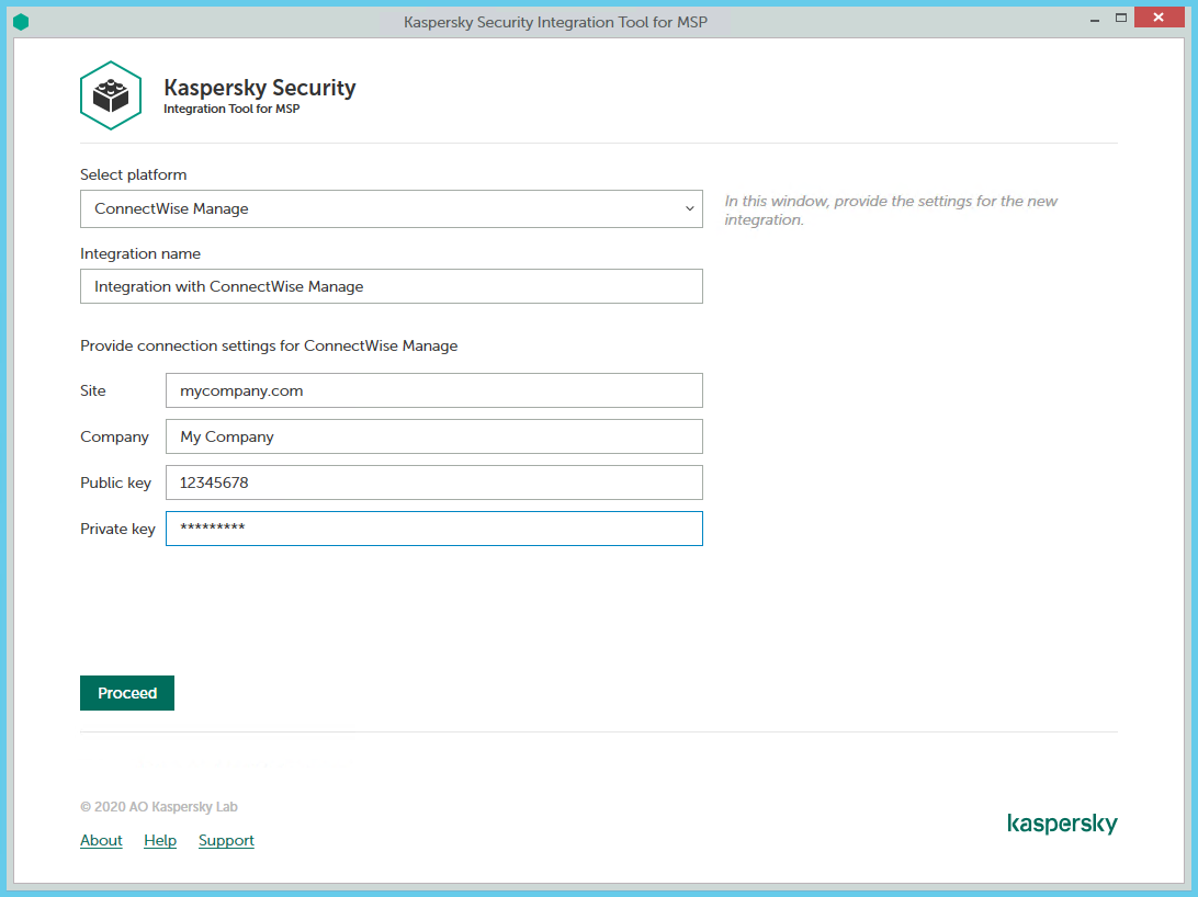 Creating a Kaspersky Security Center integration with ConnectWise Manage