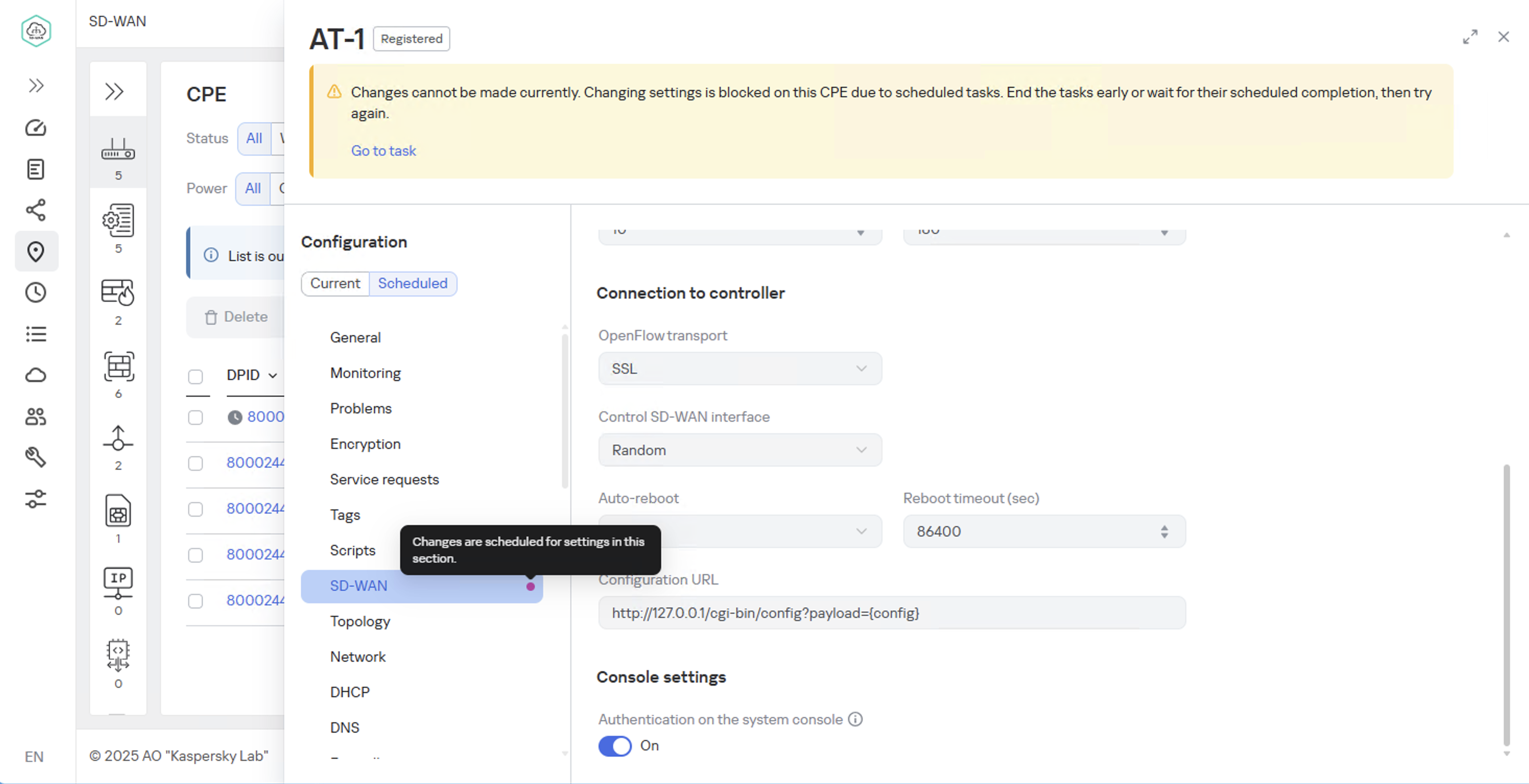 Editing CPE device settings