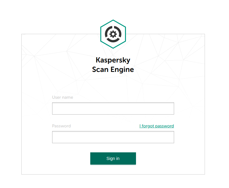 Signing in to Kaspersky Scan Engine