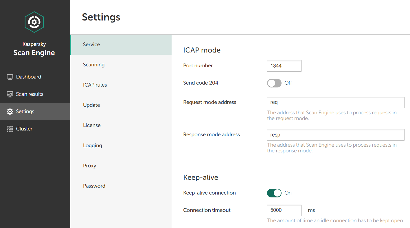 Service settings
