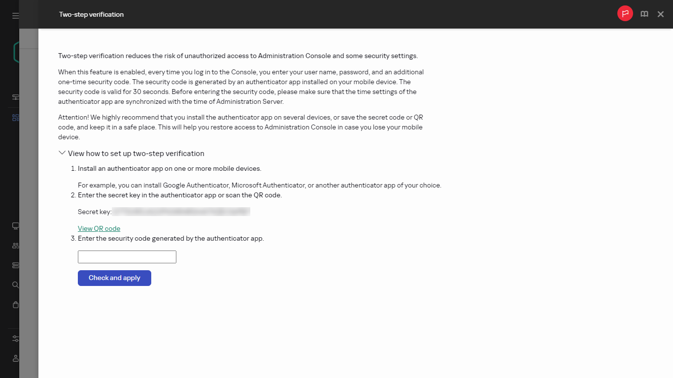 Enabling two-step verification for your own account