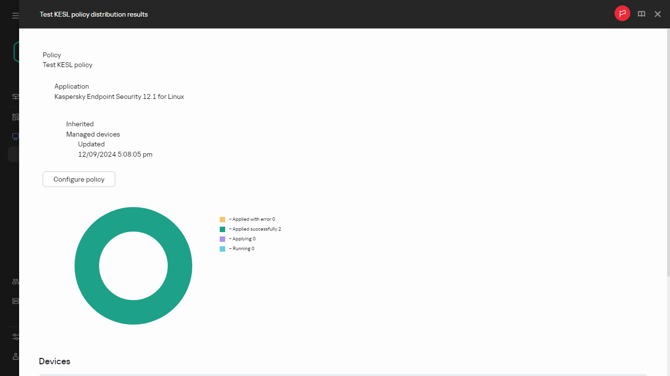 Viewing the policy distribution status chart